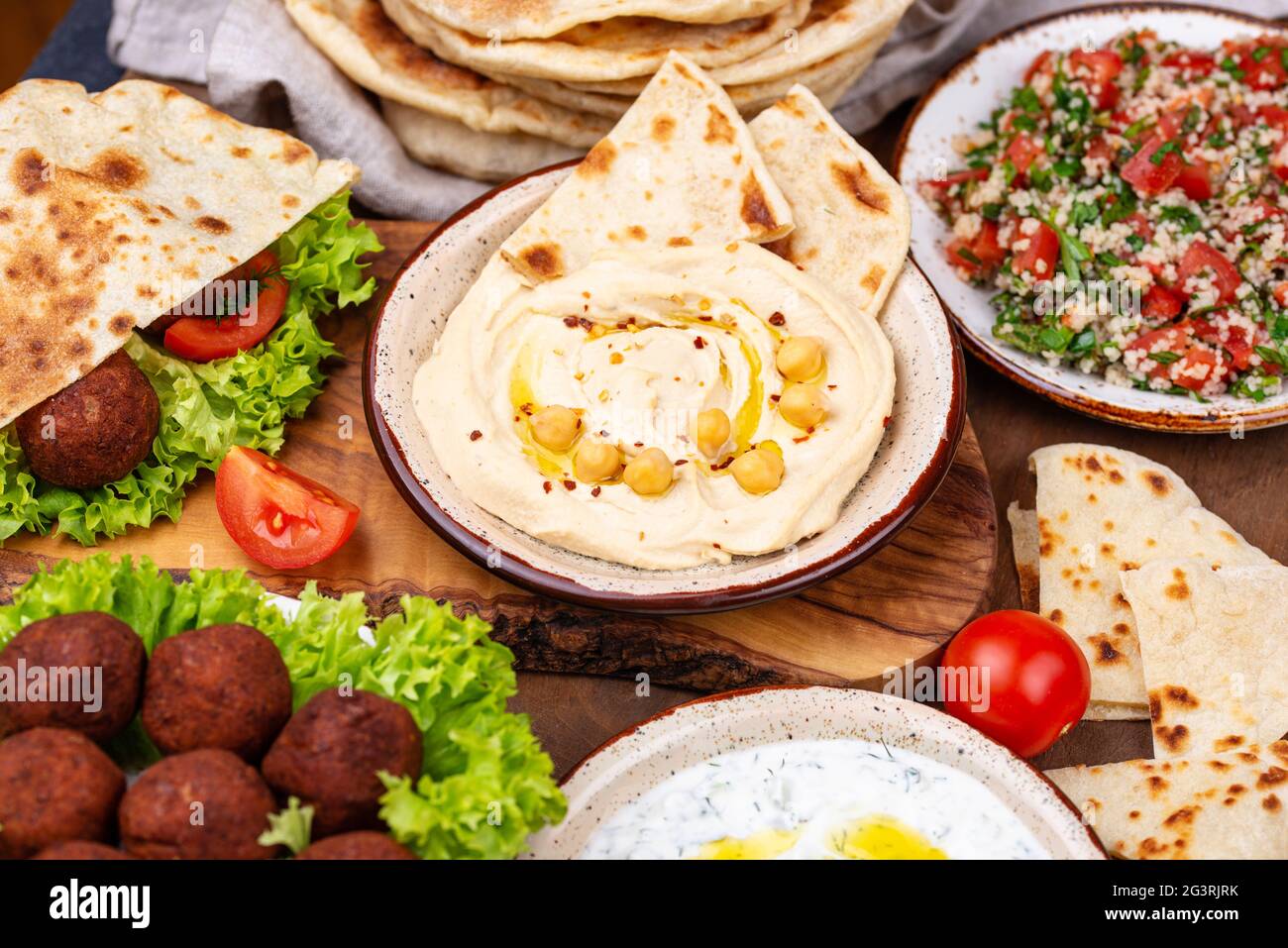 Traditional Jewish, Israeli and middle Eastern food Stock Photo - Alamy