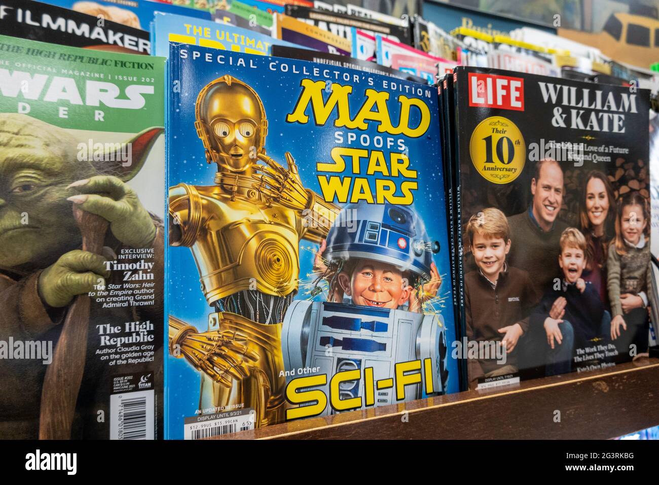 Magazine rack at Barnes & Noble Booksellers featuring a variety of ...