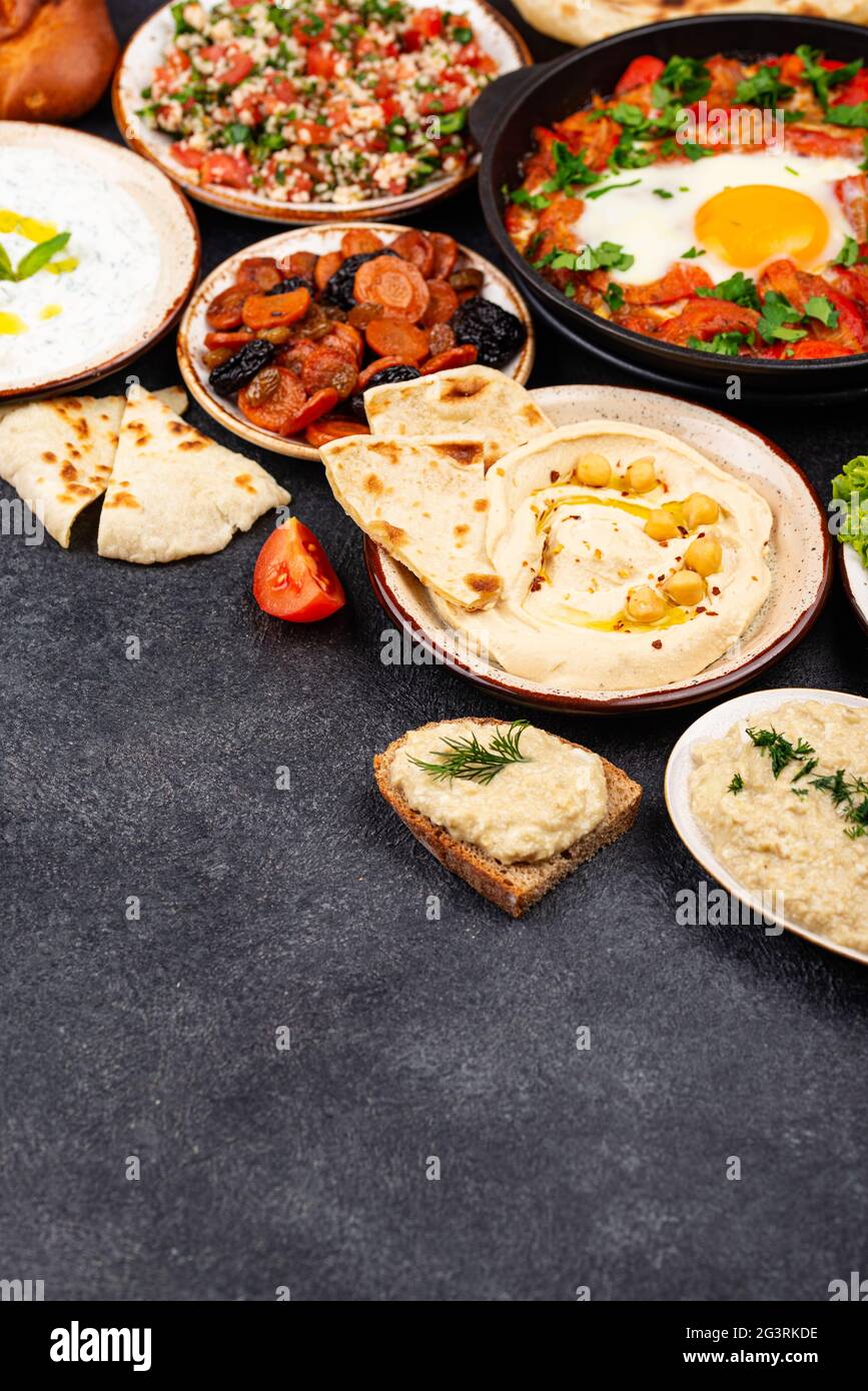 Traditional Jewish, Israeli and middle Eastern food Stock Photo - Alamy