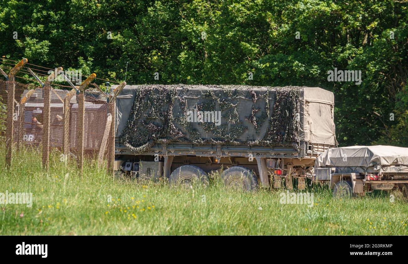 British army support logistics vehicle on a training exercise ...