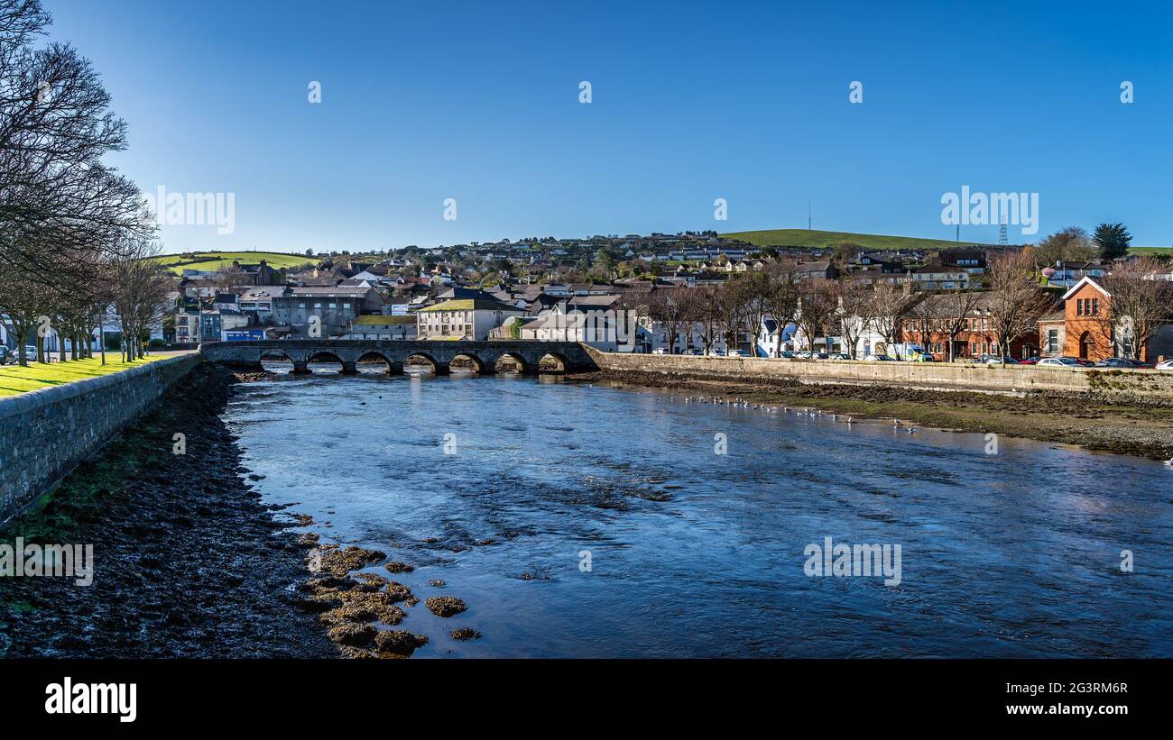 Old stone arch bridge over River Vartry in Wicklow village, Ireland ...
