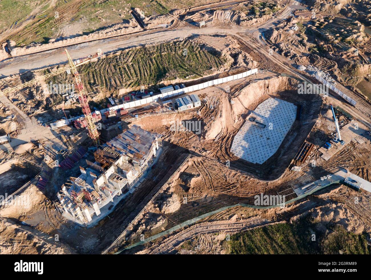Сonstruction site with foundation pit for monolithic reinforced ...