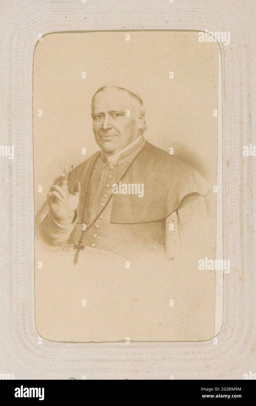 Photo production of (presumably) a drawing of Pope Pius IX. Part of ...