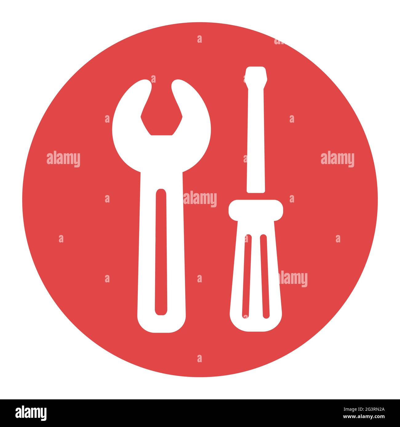 Screwdriver and wrench vector flat white glyph icon. Construction ...