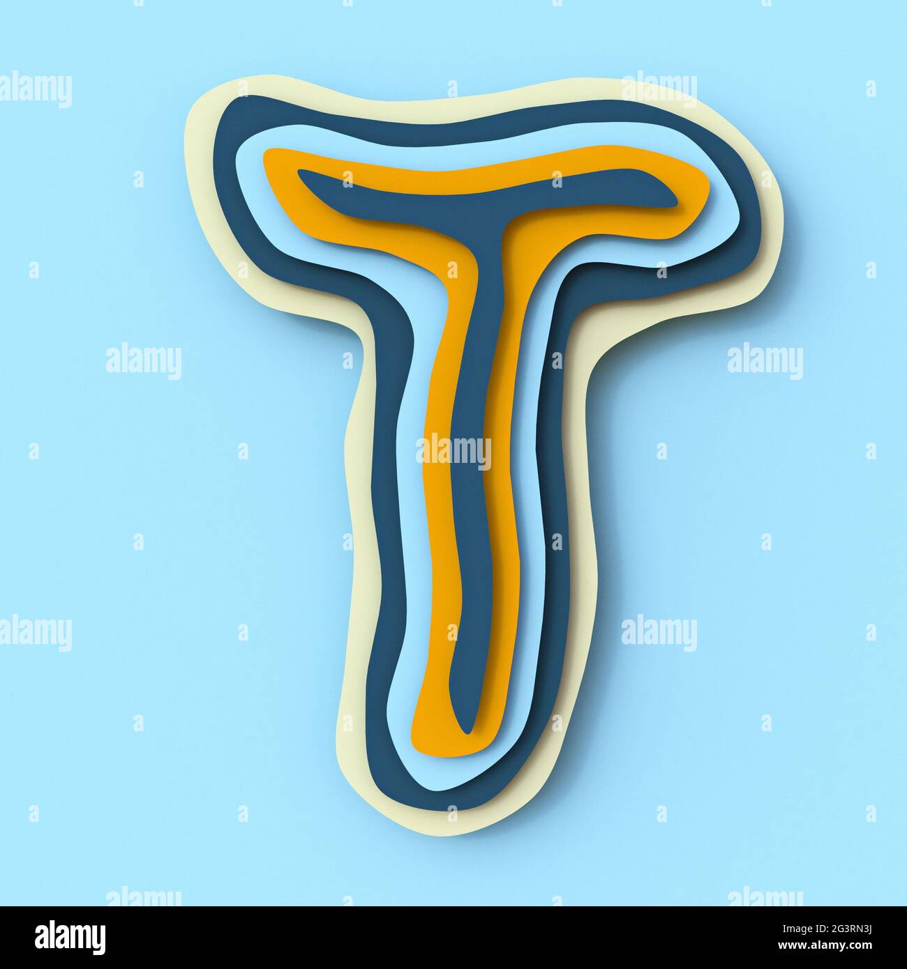 Colorful paper layers font Letter T 3D Stock Photo - Alamy