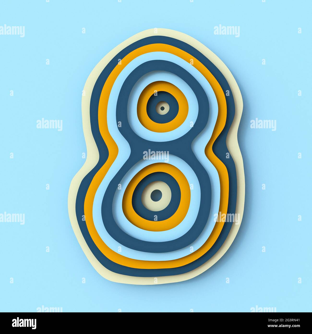 Colorful paper layers font Number 8 EIGHT 3D Stock Photo - Alamy