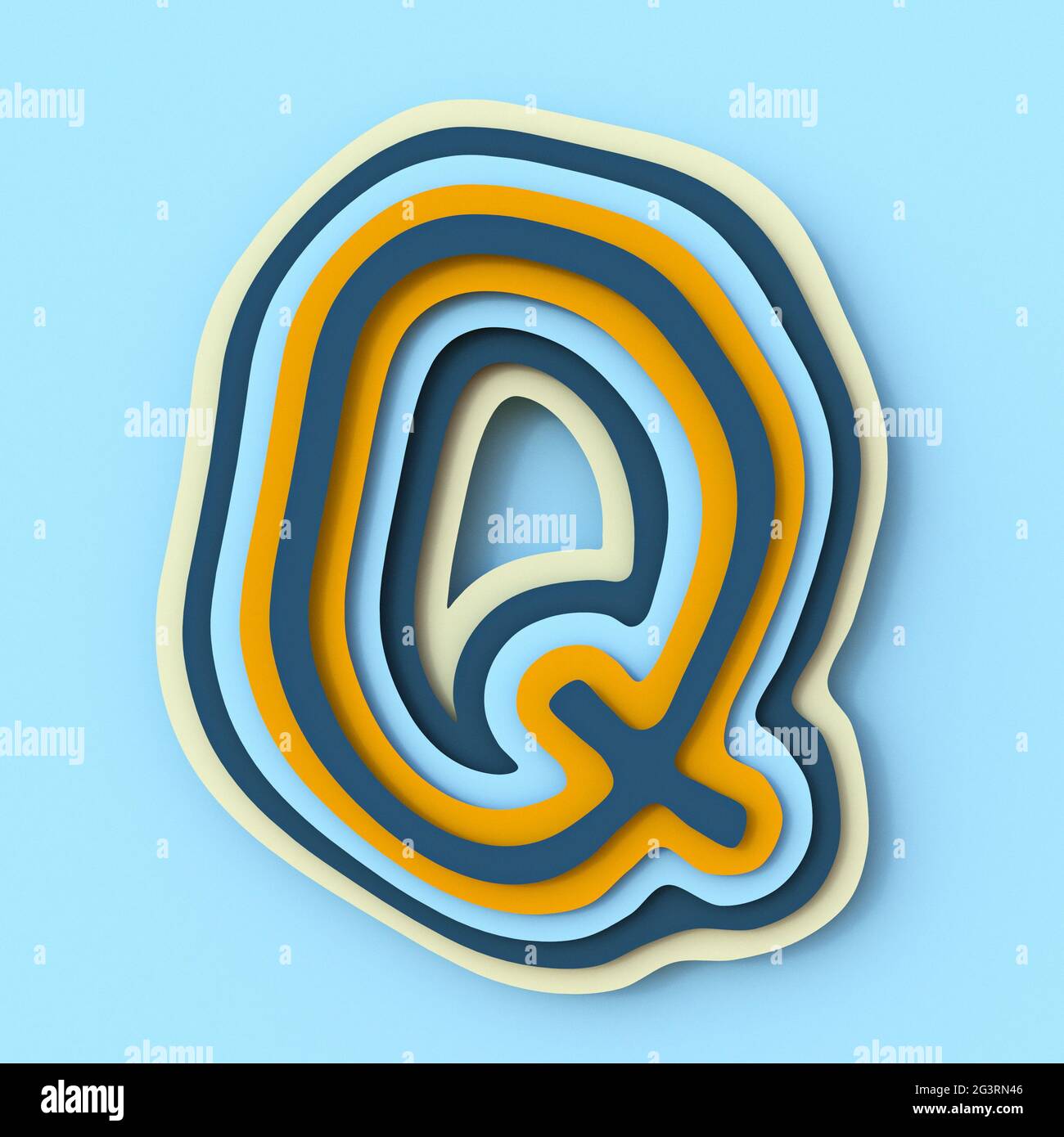 Colorful paper layers font Letter Q 3D Stock Photo - Alamy