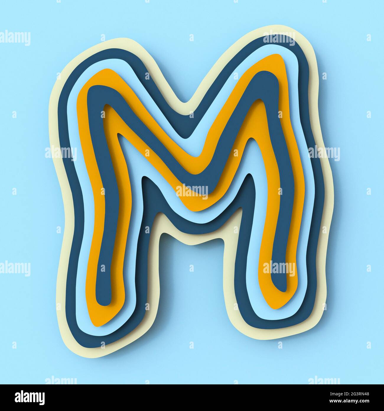 Colorful paper layers font Letter M 3D Stock Photo - Alamy