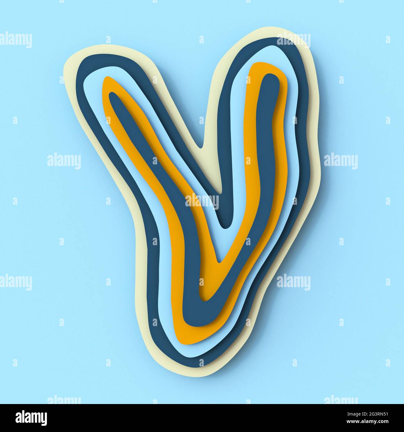 Colorful paper layers font Letter V 3D Stock Photo - Alamy