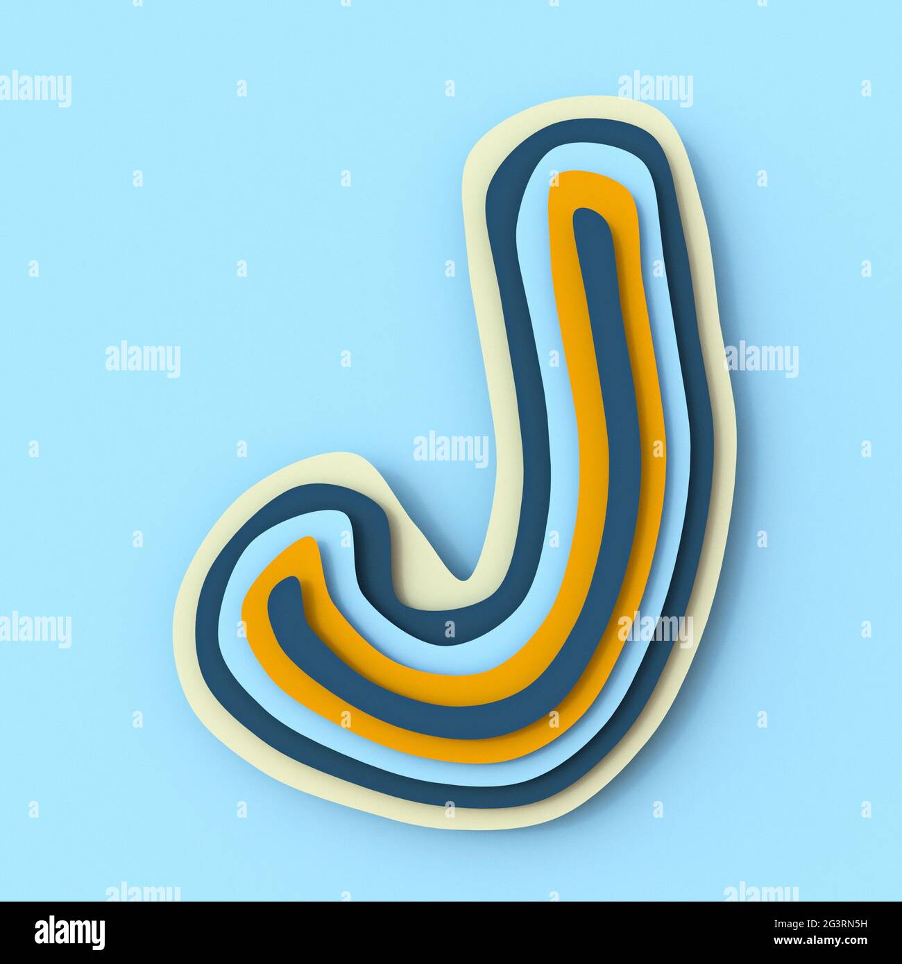 Colorful paper layers font Letter J 3D Stock Photo - Alamy