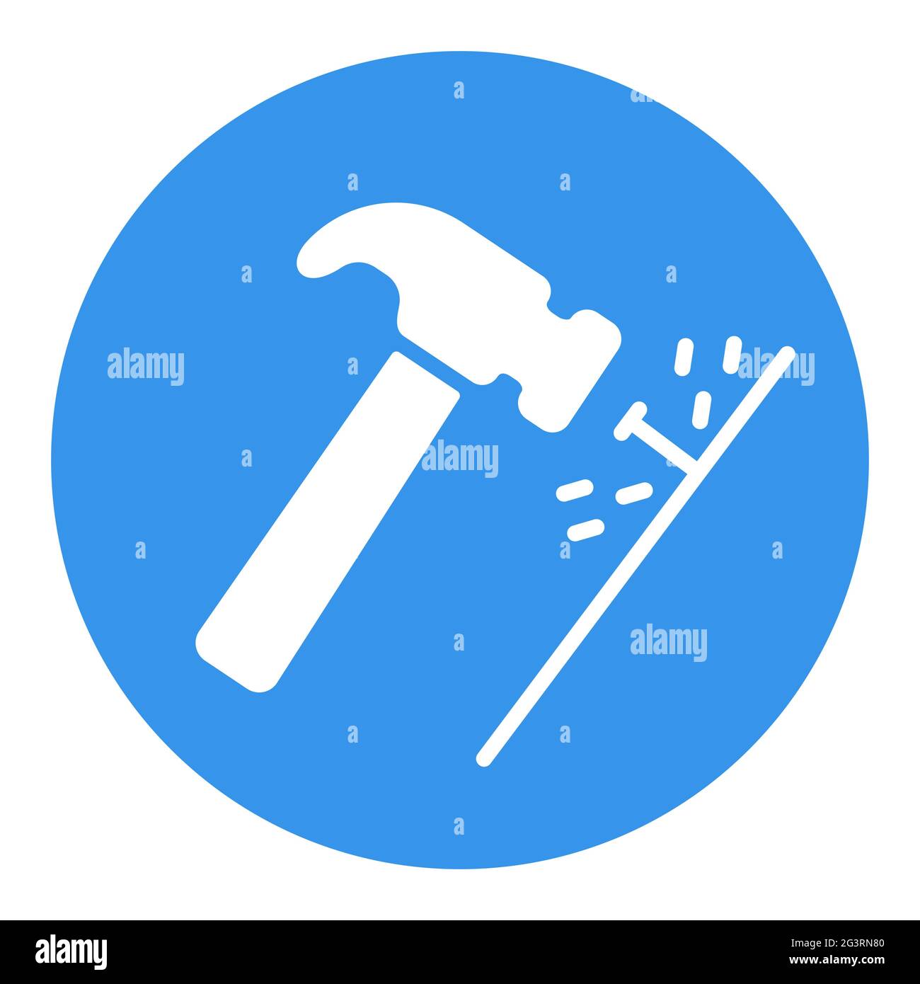 Hammer and nails vector white glyph icon. Construction, repair and ...