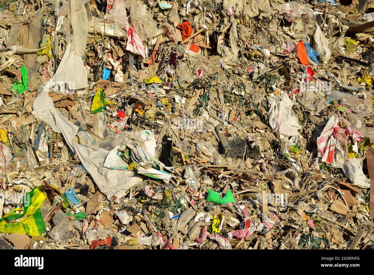 Garbage dump with construction waste. Trash disposal and food waste ...