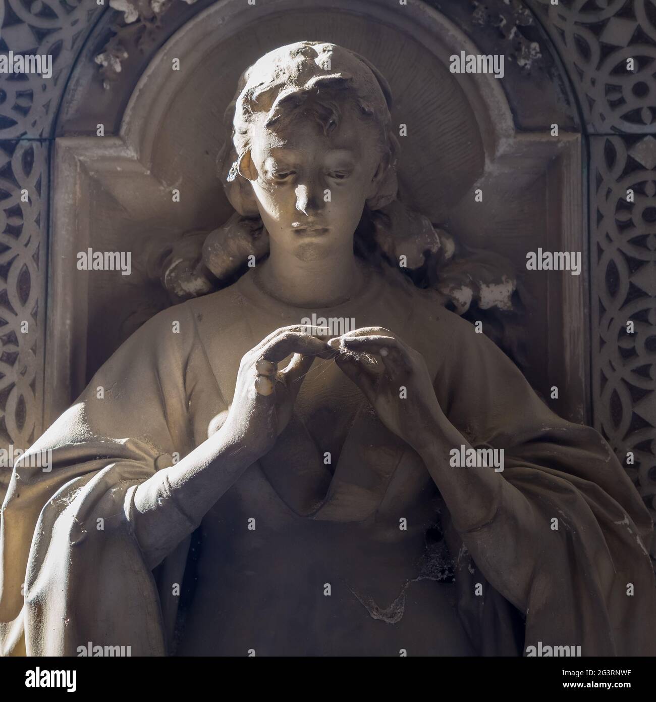 Statue on an old tomb - beginning of 1800, marble - located in Genoa ...