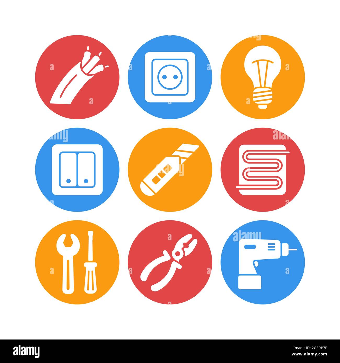 Home repair, electric vector white glyph icons set. Graph symbol for ...