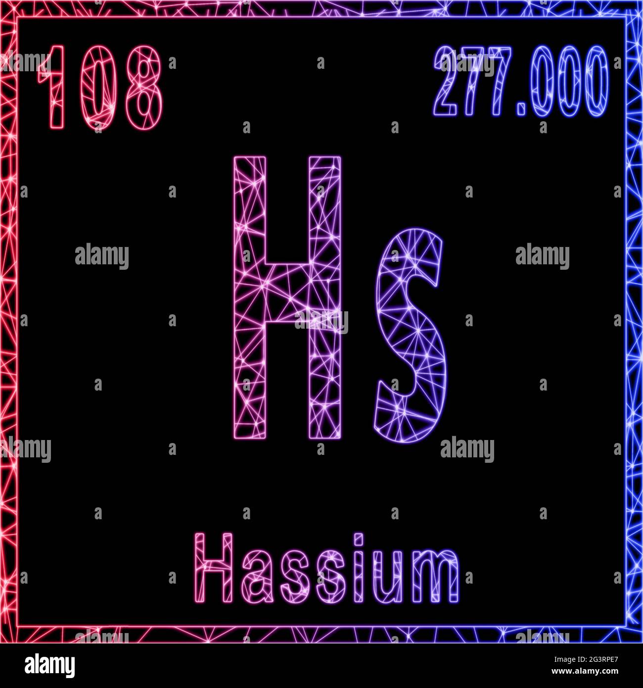 Hassium chemical element, Sign with atomic number and atomic weight ...