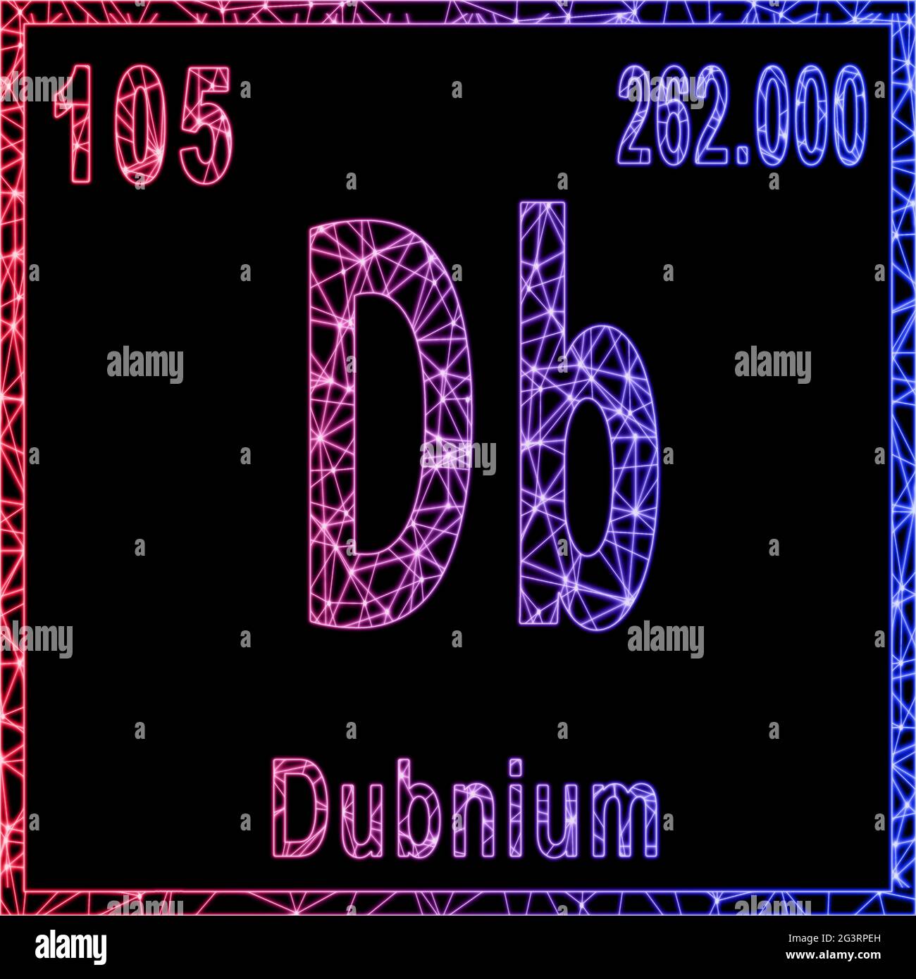 Dubnium chemical element, Sign with atomic number and atomic weight ...