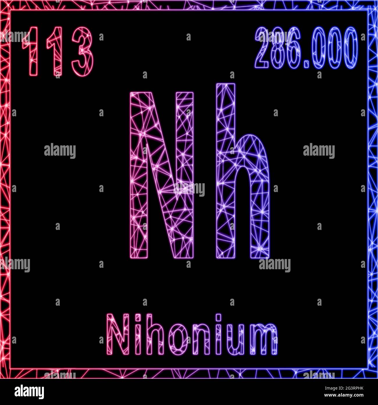 Nihonium chemical element, Sign with atomic number and atomic weight ...