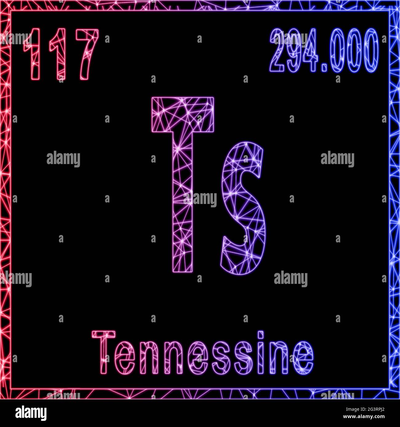 Tennessine chemical element, Sign with atomic number and atomic weight ...