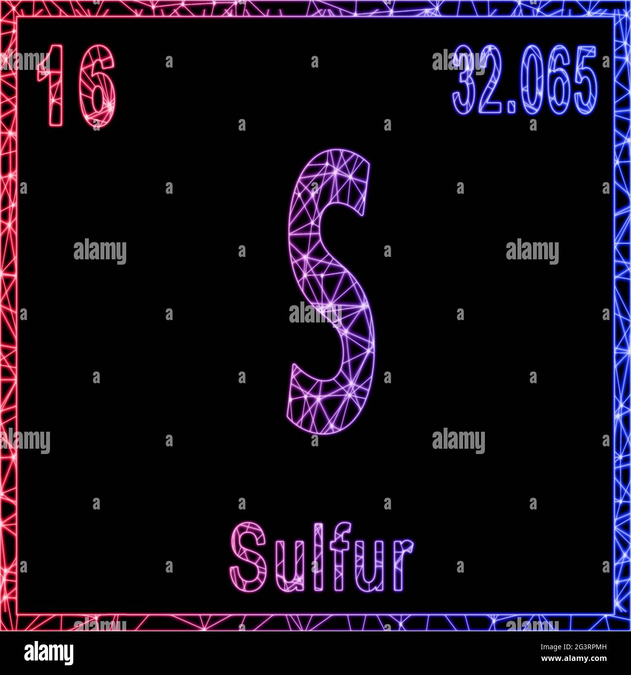 Sulfur chemical element, Sign with atomic number and atomic weight ...
