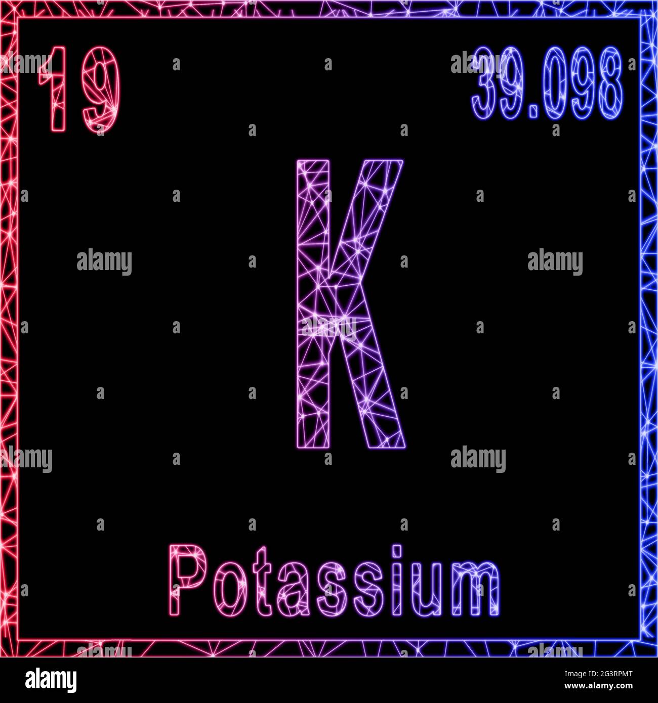 Potassium chemical element, Sign with atomic number and atomic weight ...