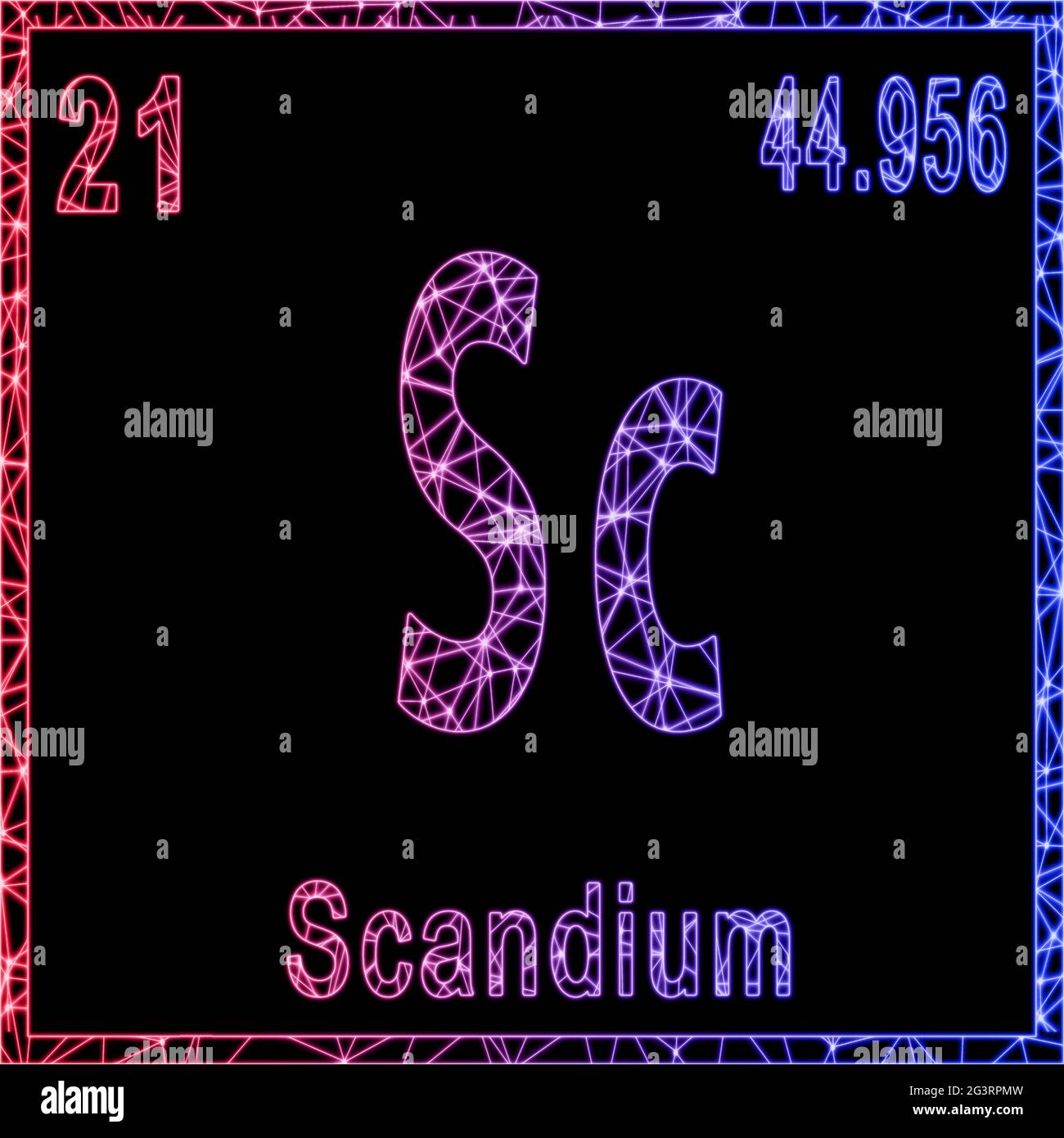 Scandium chemical element, Sign with atomic number and atomic weight ...
