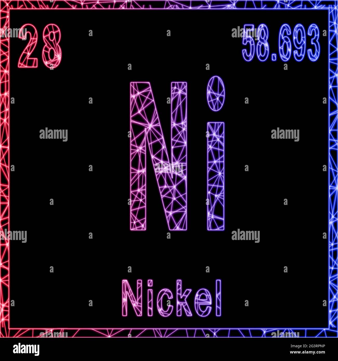 Nickel chemical element, Sign with atomic number and atomic weight ...