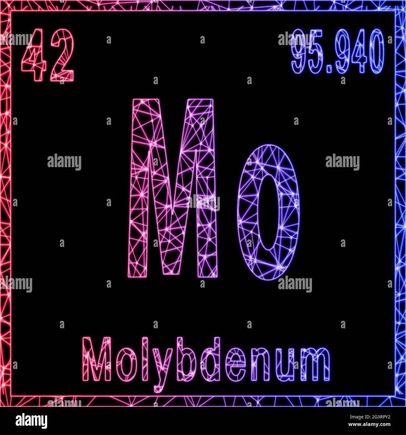 Molybdenum chemical element, Sign with atomic number and atomic weight ...