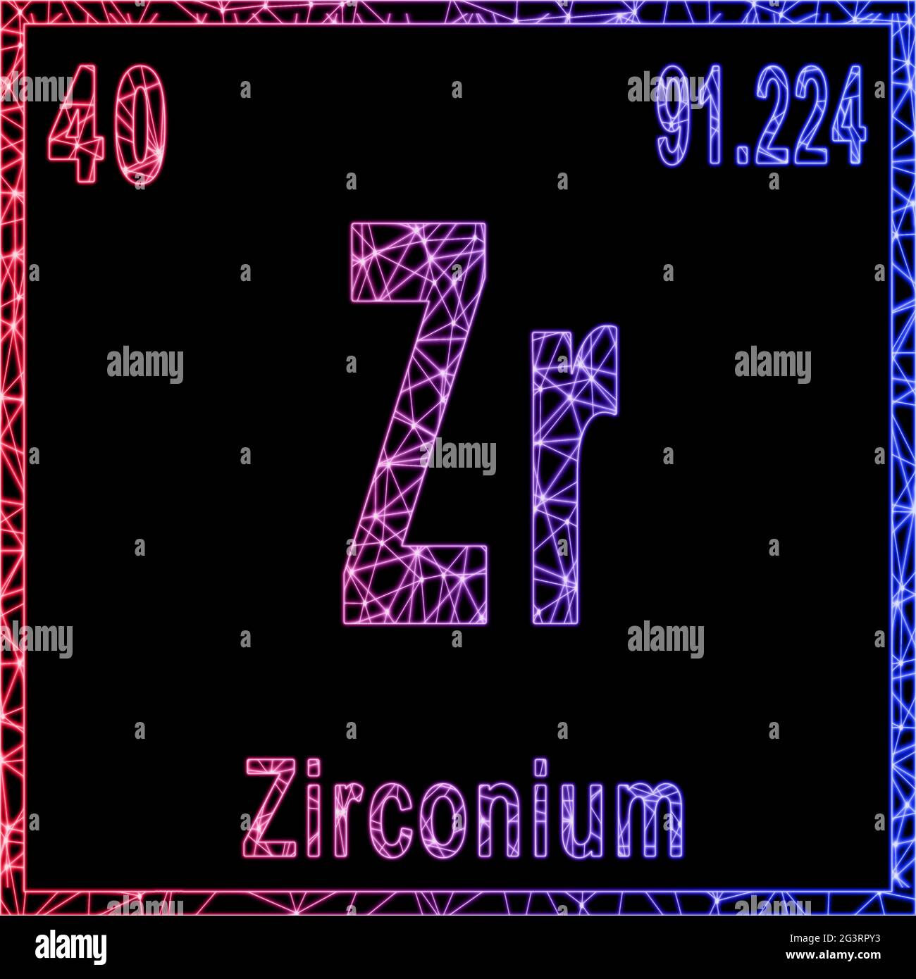 Zirconium chemical element, Sign with atomic number and atomic weight ...