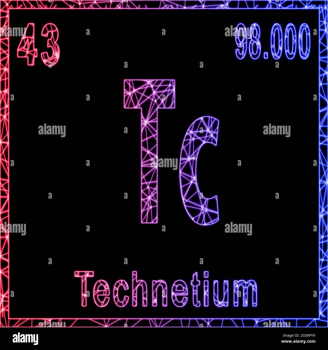 Technetium chemical element, Sign with atomic number and atomic weight ...