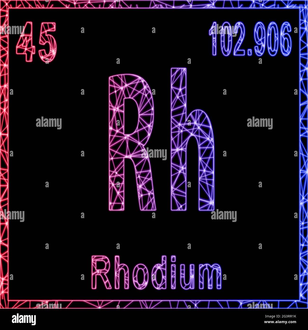 Rhodium chemical element, Sign with atomic number and atomic weight ...