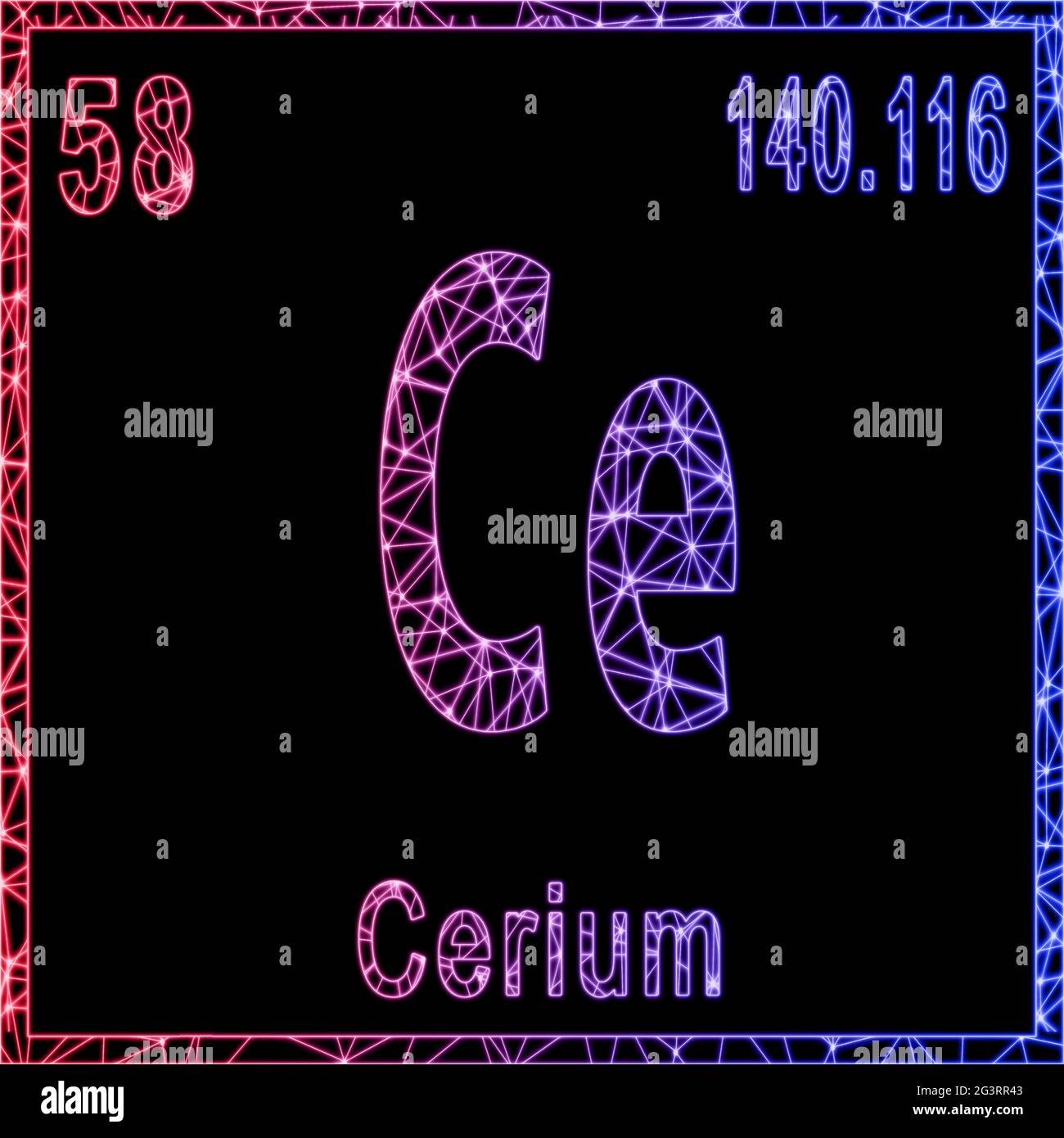 Cerium chemical element, Sign with atomic number and atomic weight ...