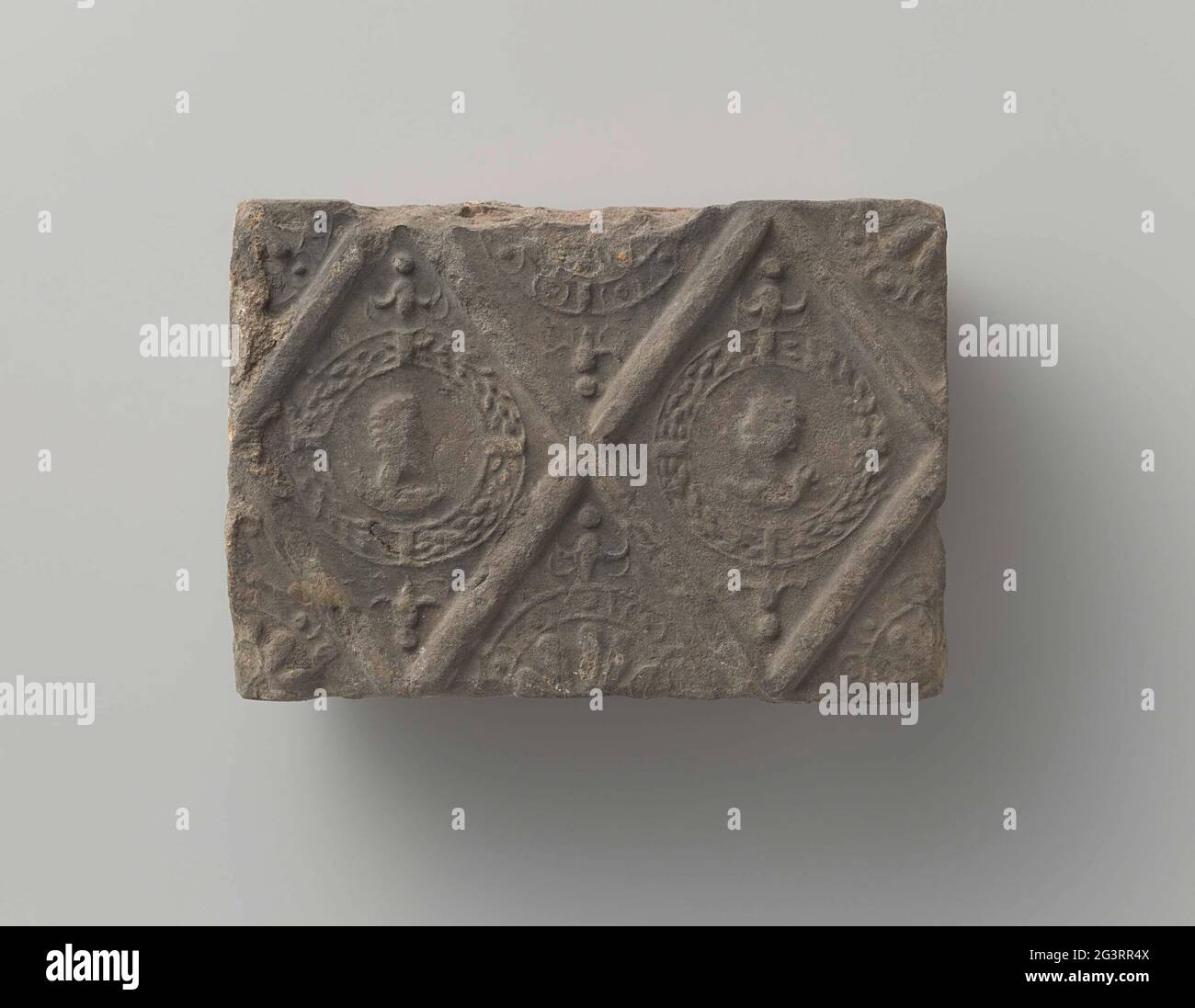 Fireplace of baked earth with diamond-shaped distribution. Fireplace of ...