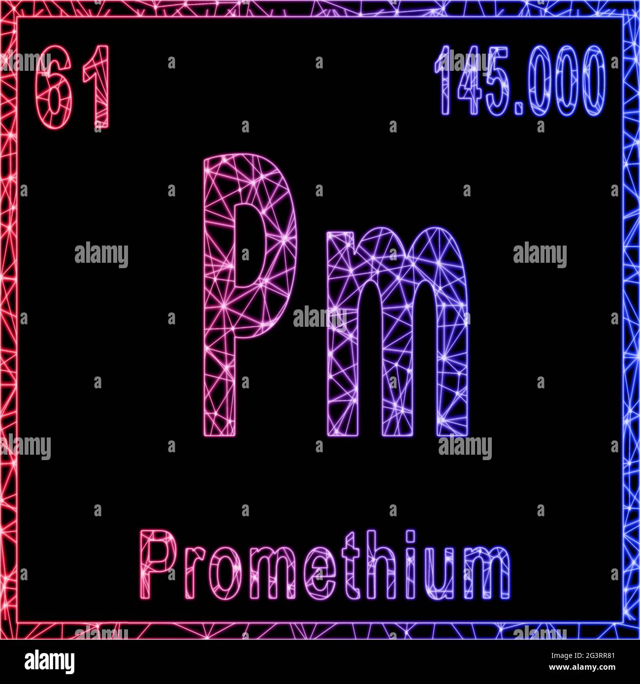 Promethium chemical element, Sign with atomic number and atomic weight ...