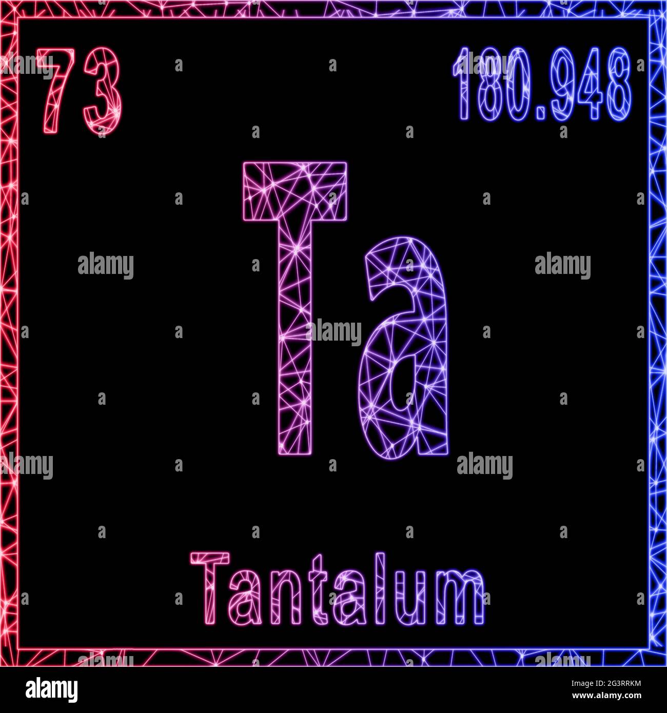 Tantalum chemical element, Sign with atomic number and atomic weight ...