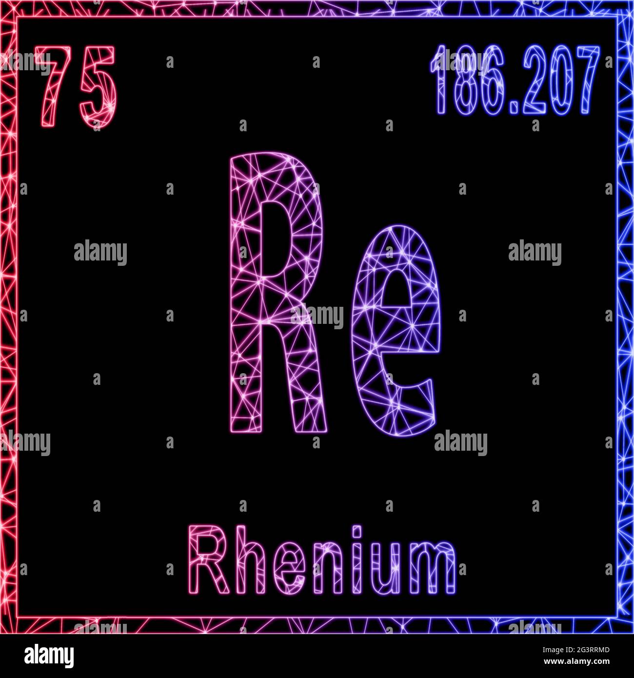Rhenium chemical element, Sign with atomic number and atomic weight ...