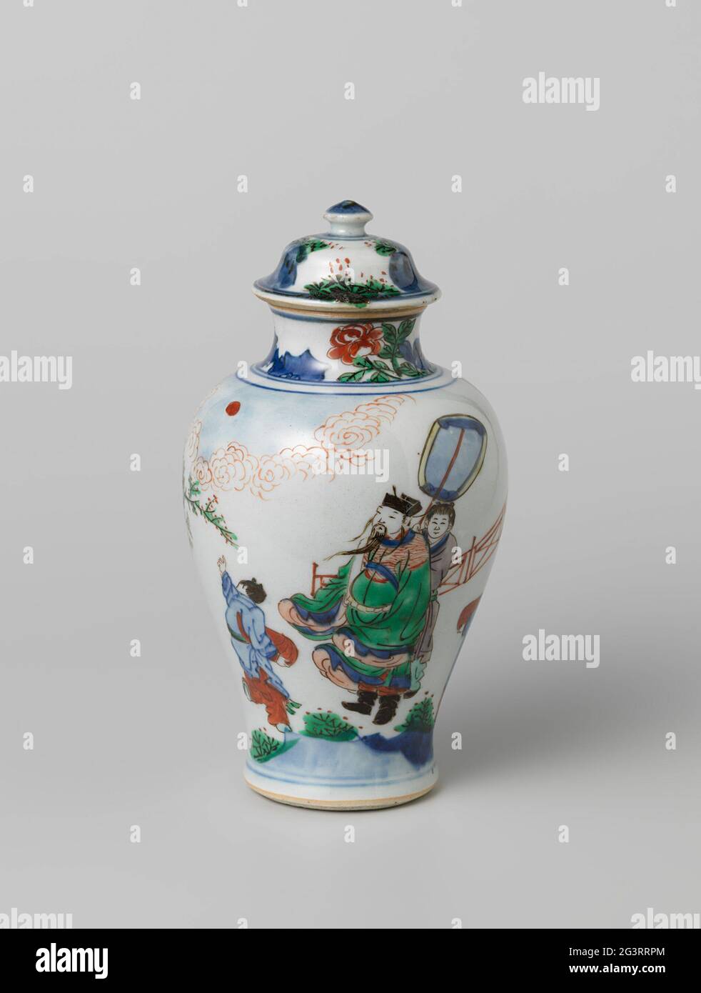 Baluster Covered Vase With A Scholar-Official and His Servants in a ...