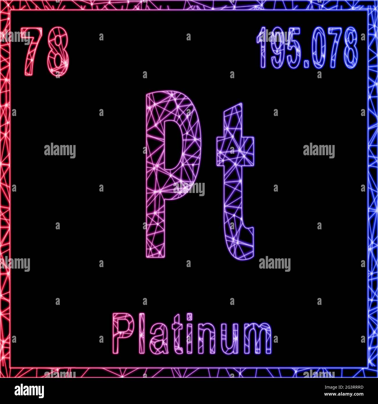 Platinum chemical element, Sign with atomic number and atomic weight ...
