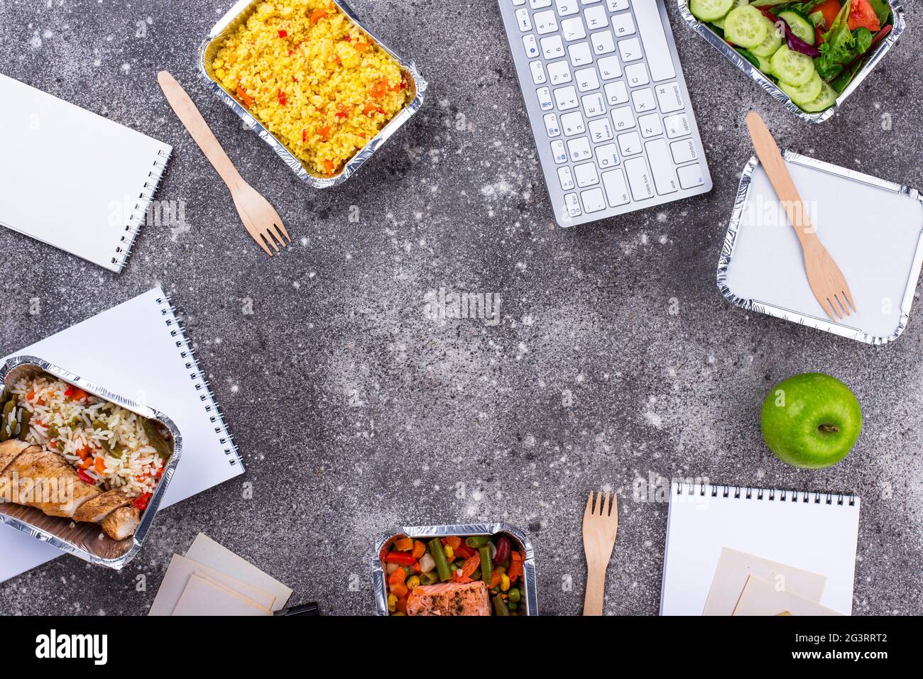 Lunch time in office. Food delivery Stock Photo - Alamy