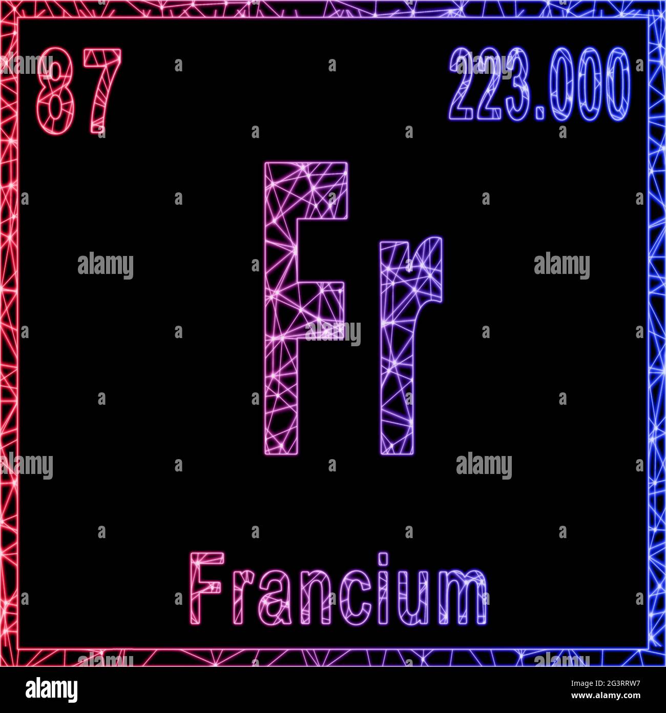 Francium chemical element, Sign with atomic number and atomic weight ...
