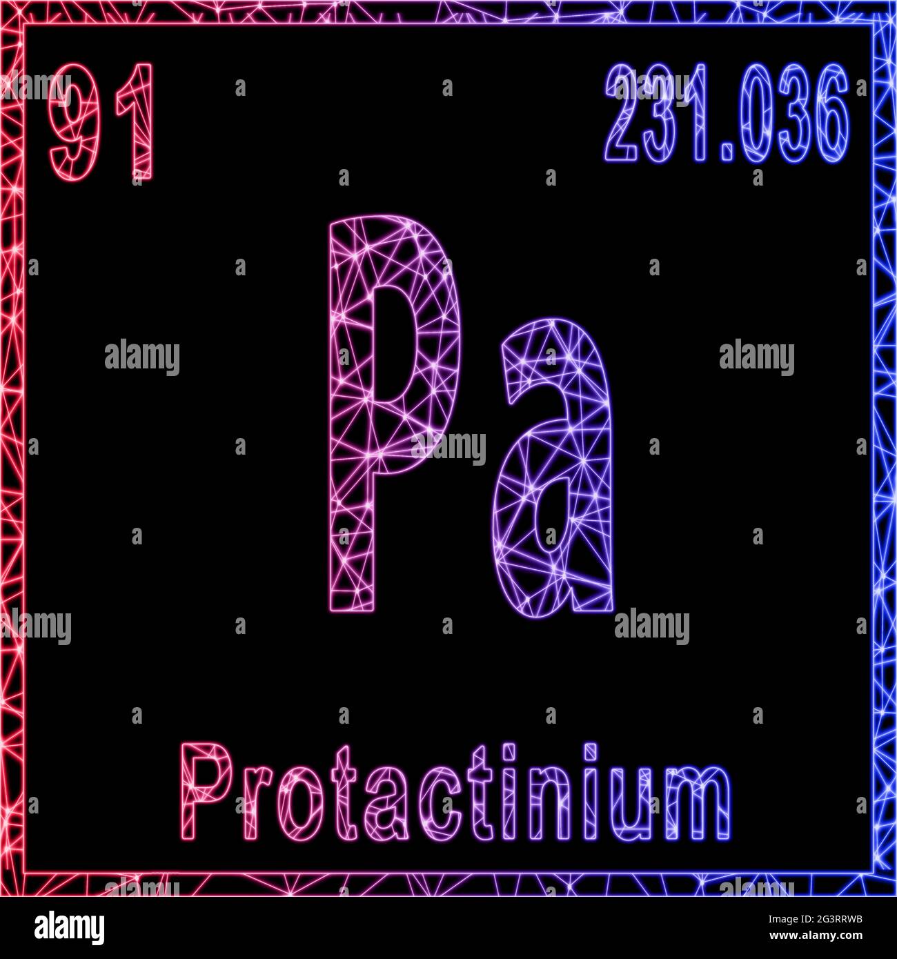 Protactinium chemical element, Sign with atomic number and atomic ...