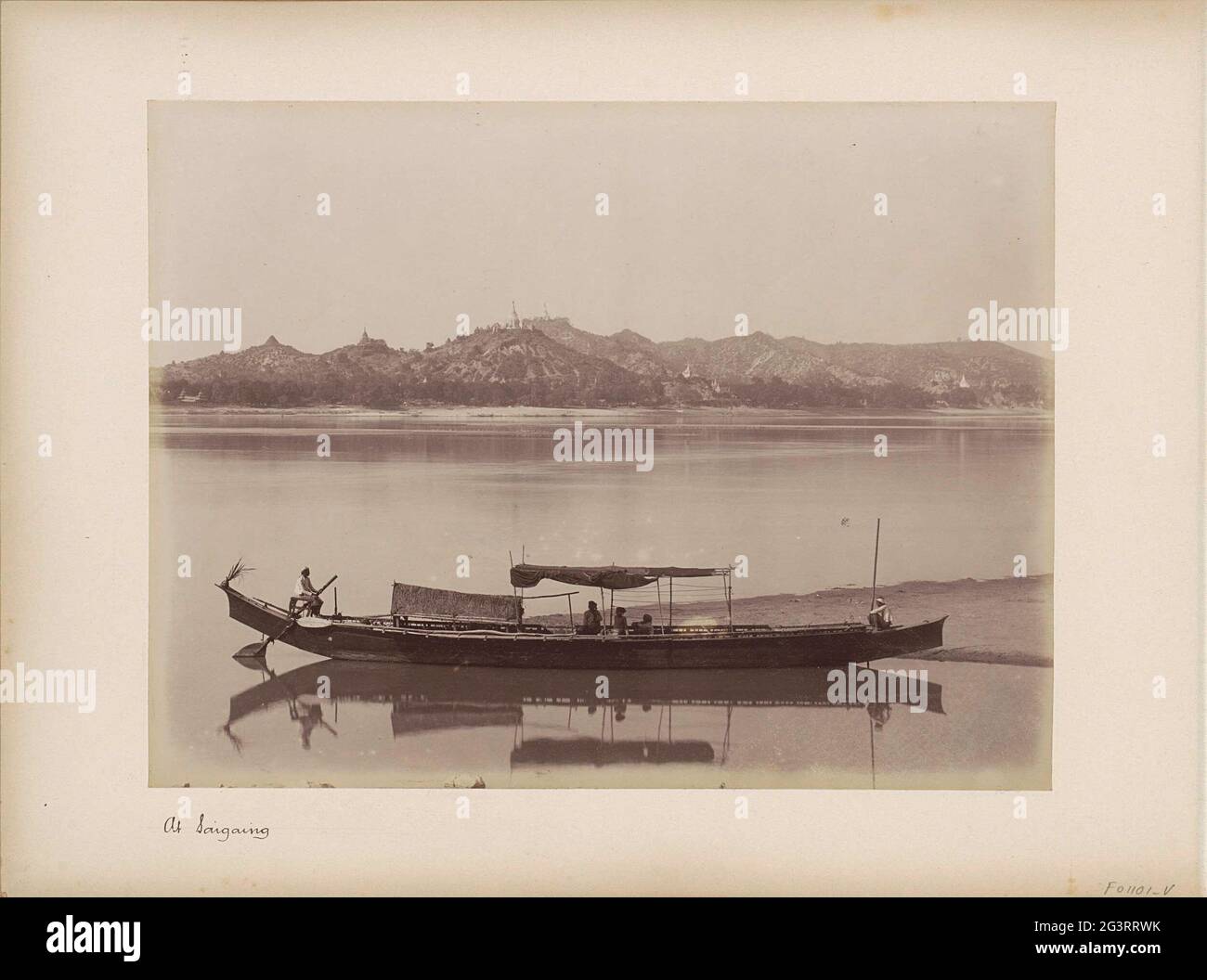 Boat on a water in sagaing, presumably the Irrawaddy river; At Saigaing ...