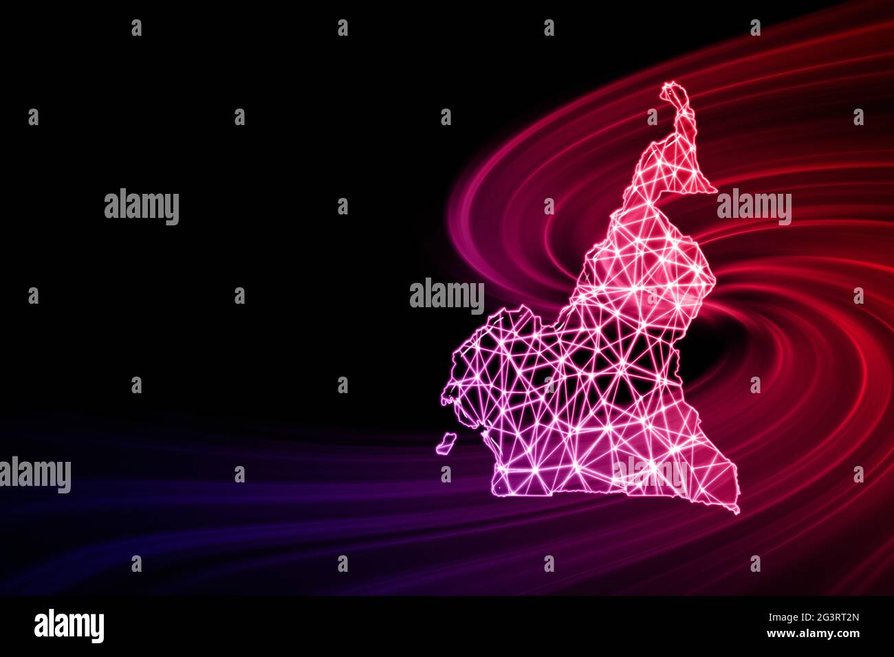 Map of Cameroon, Polygonal mesh line map, modern map Stock Photo - Alamy