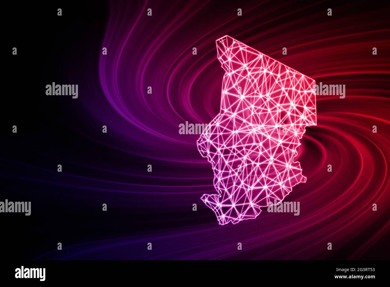 Map of Chad, Polygonal mesh line map, modern map Stock Photo - Alamy