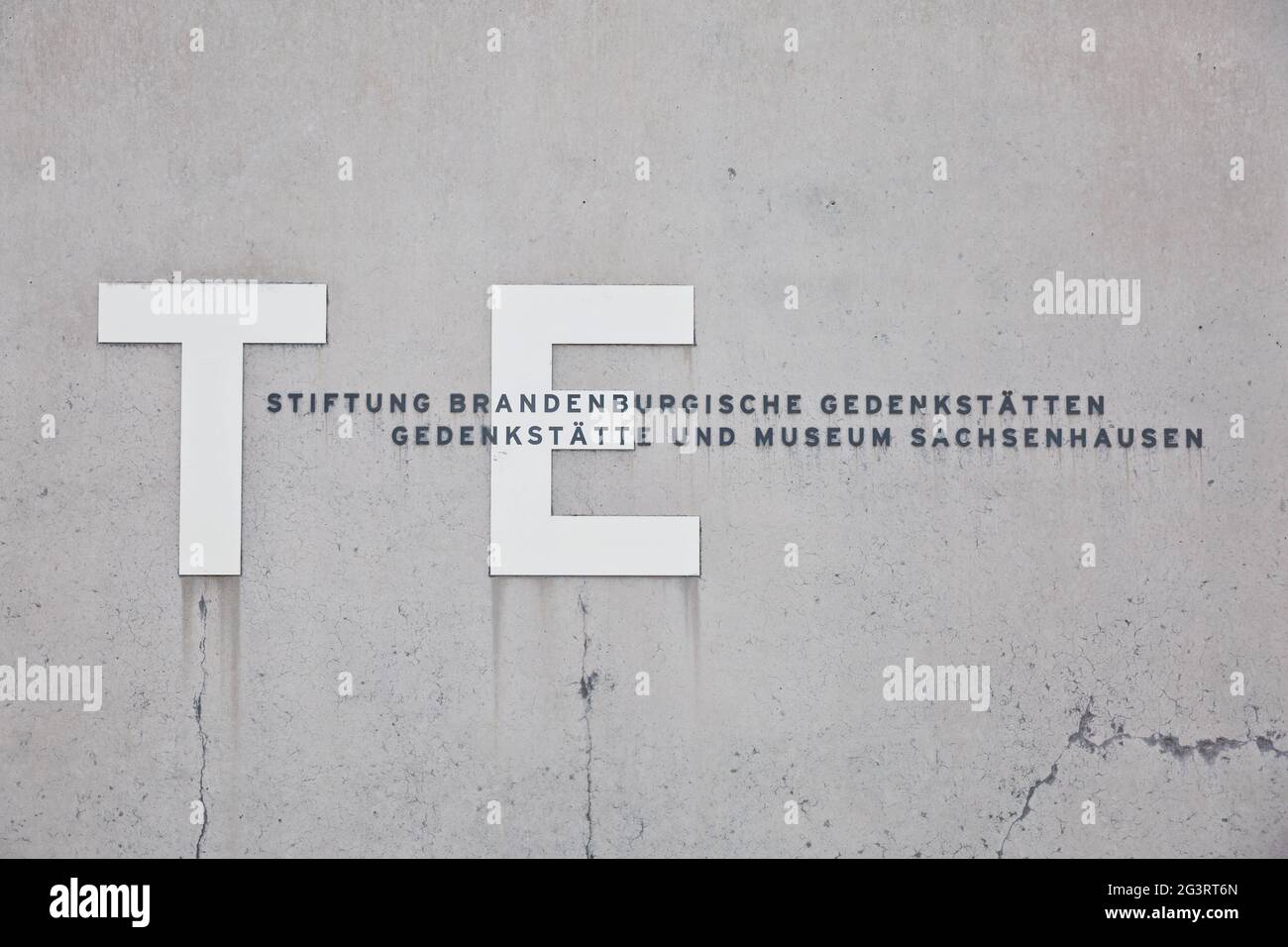 Sachsenhausen Memorial and Museum sign at the entrance of the ...
