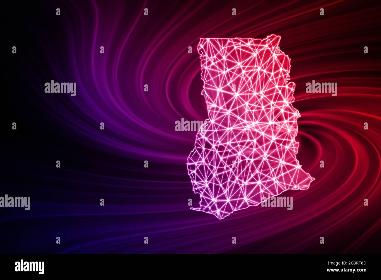 Map of Ghana, Polygonal mesh line map, modern map Stock Photo - Alamy