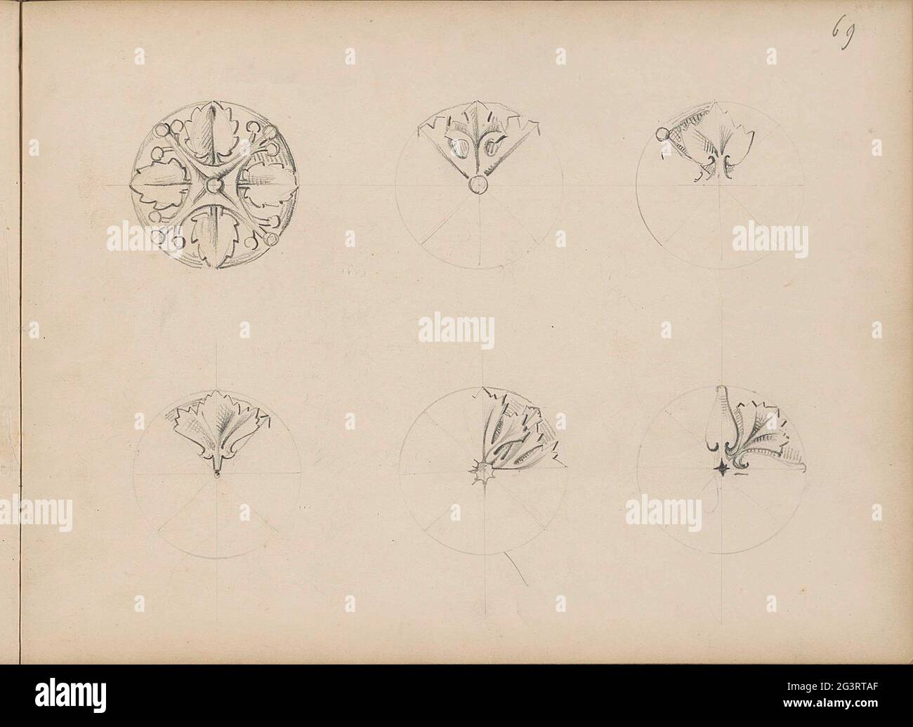 Rosettes. Leaf 69 Recto from a sketchbook with 77 sheets Stock Photo ...