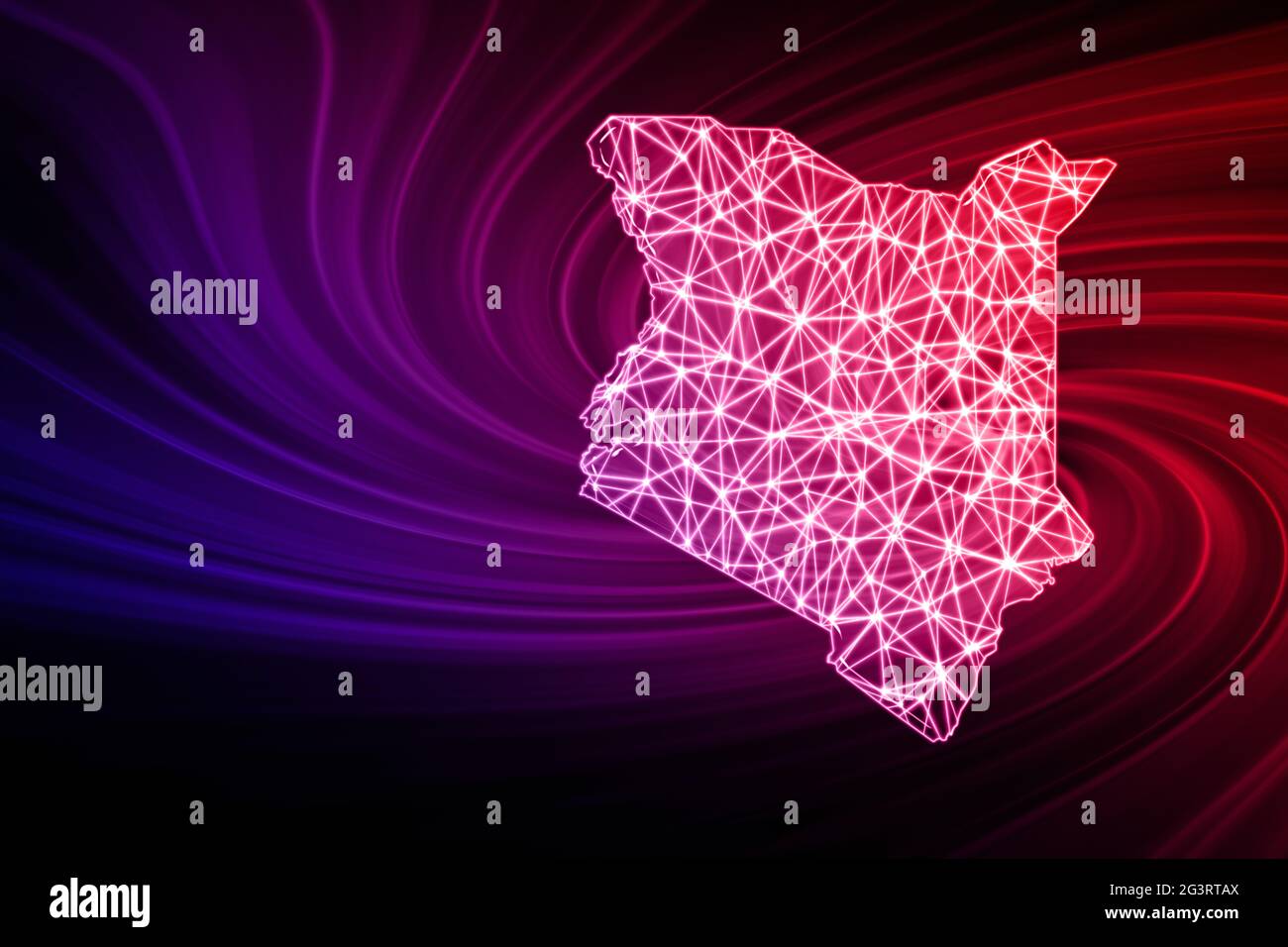 Map of Kenya, Polygonal mesh line map, modern map Stock Photo - Alamy
