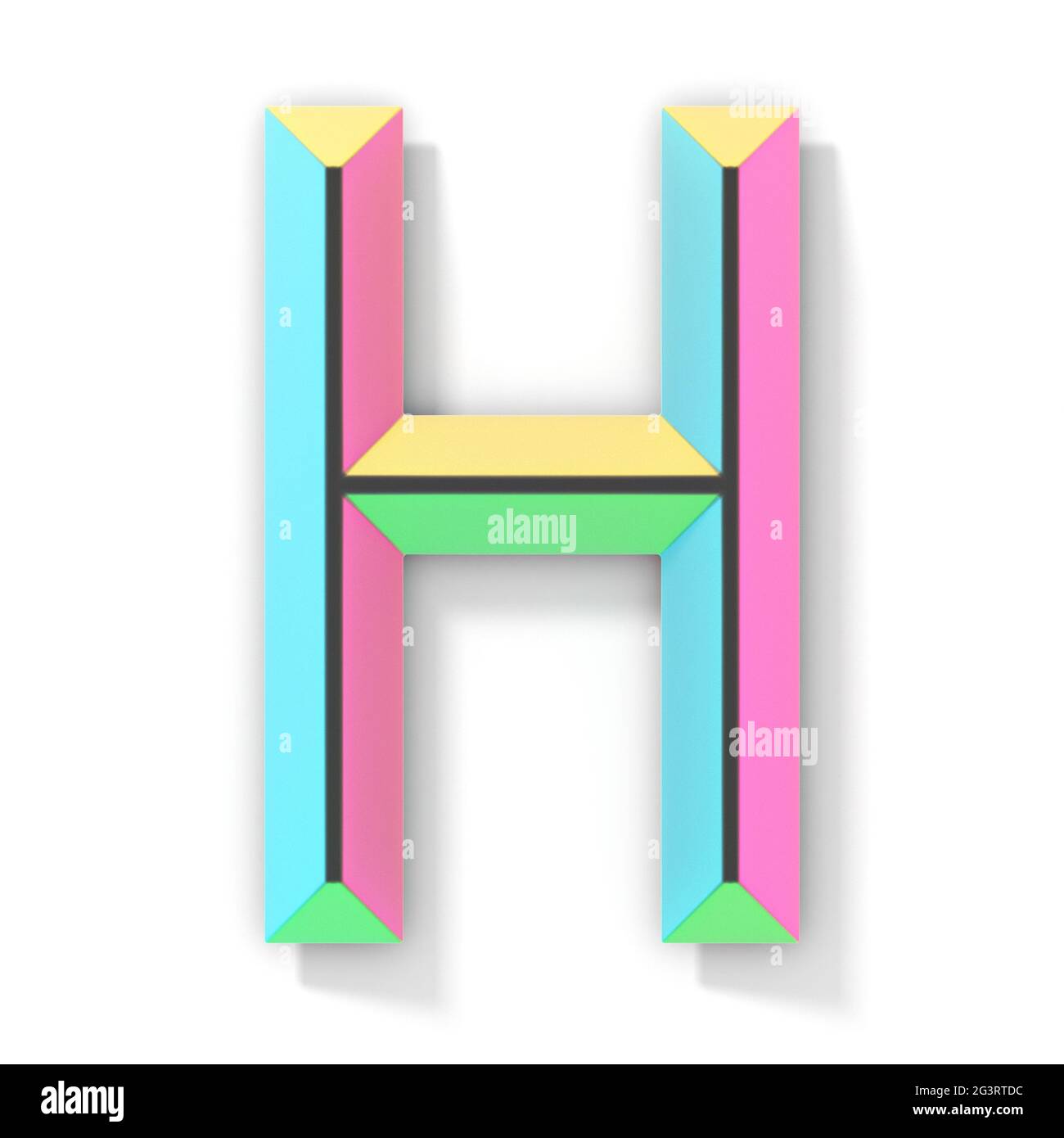 Neon color bright font Letter H 3D Stock Photo - Alamy