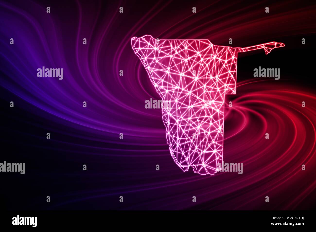 Map of Namibia, Polygonal mesh line map, modern map Stock Photo - Alamy