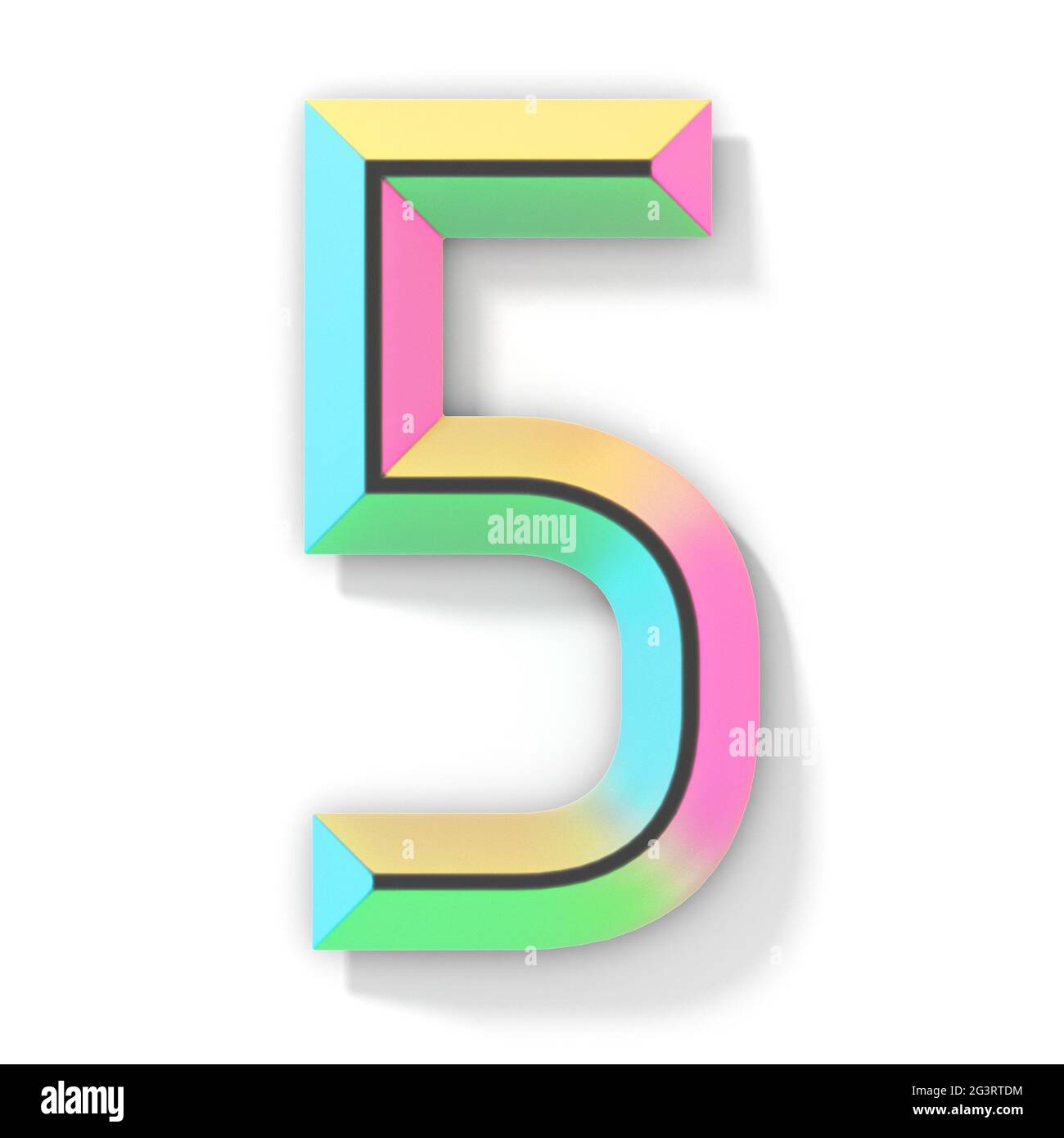 Neon color bright font Number 5 FIVE 3D Stock Photo - Alamy